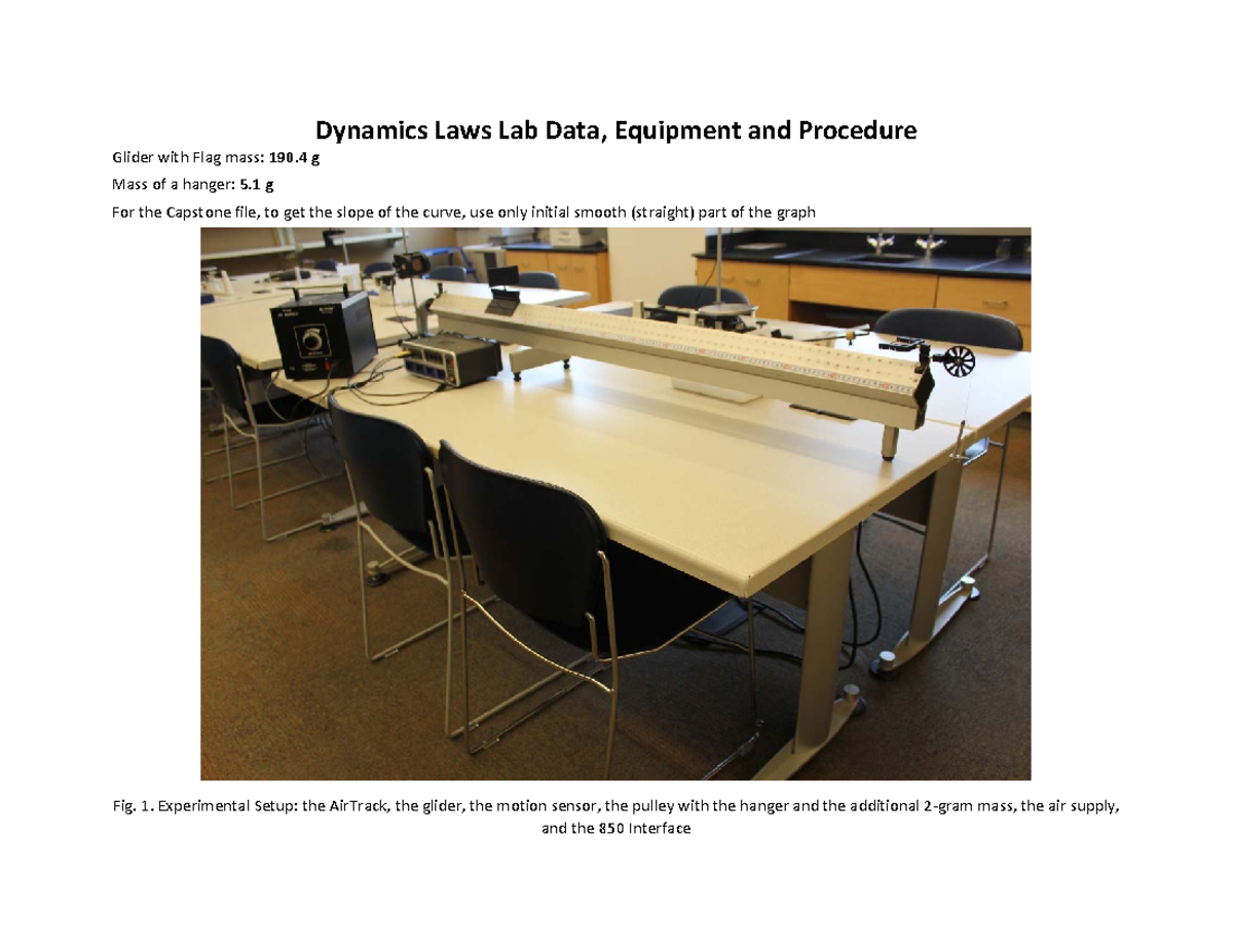 Dynamics Laws Data For Laboratory Assignment #2 - Dynamics Laws Lab ...
