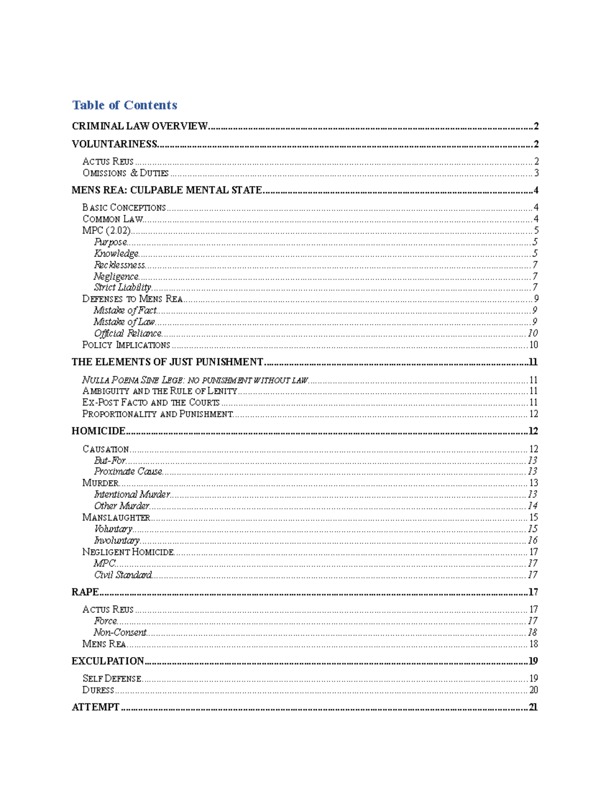 Criminal Law [Condensed] - Table of Contents CRIMINAL LAW - Studocu