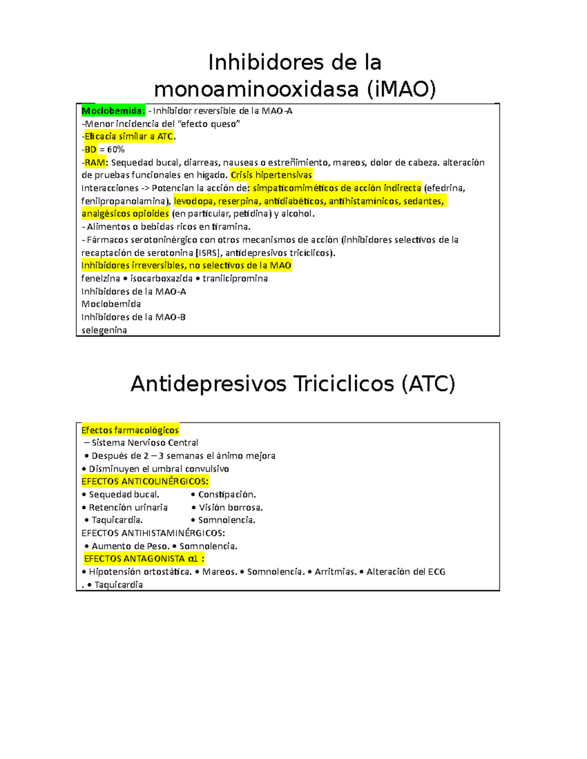 fármacos Antidepresivos I Y II (farmacología) - Moclobemida ...