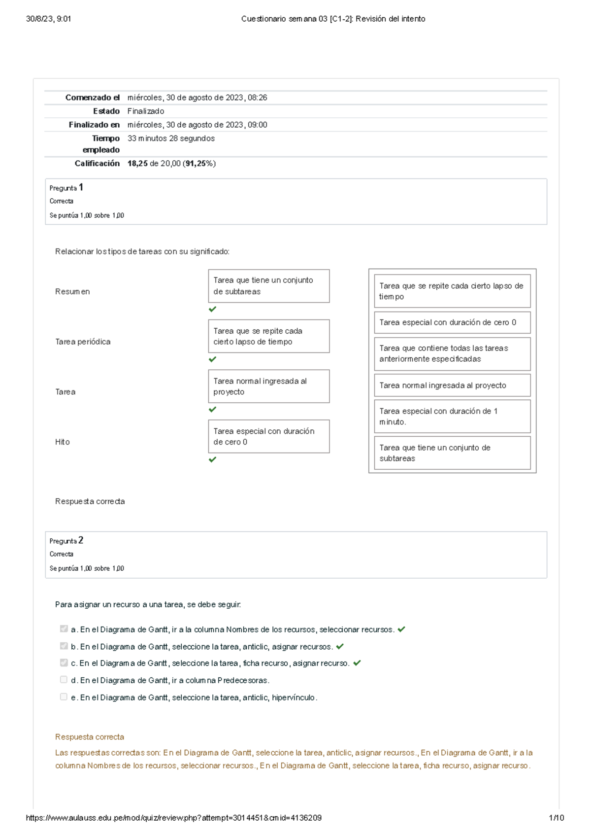 Cuestionario semana 03 [C1-2] Revisión del intento - Comenzado el ...