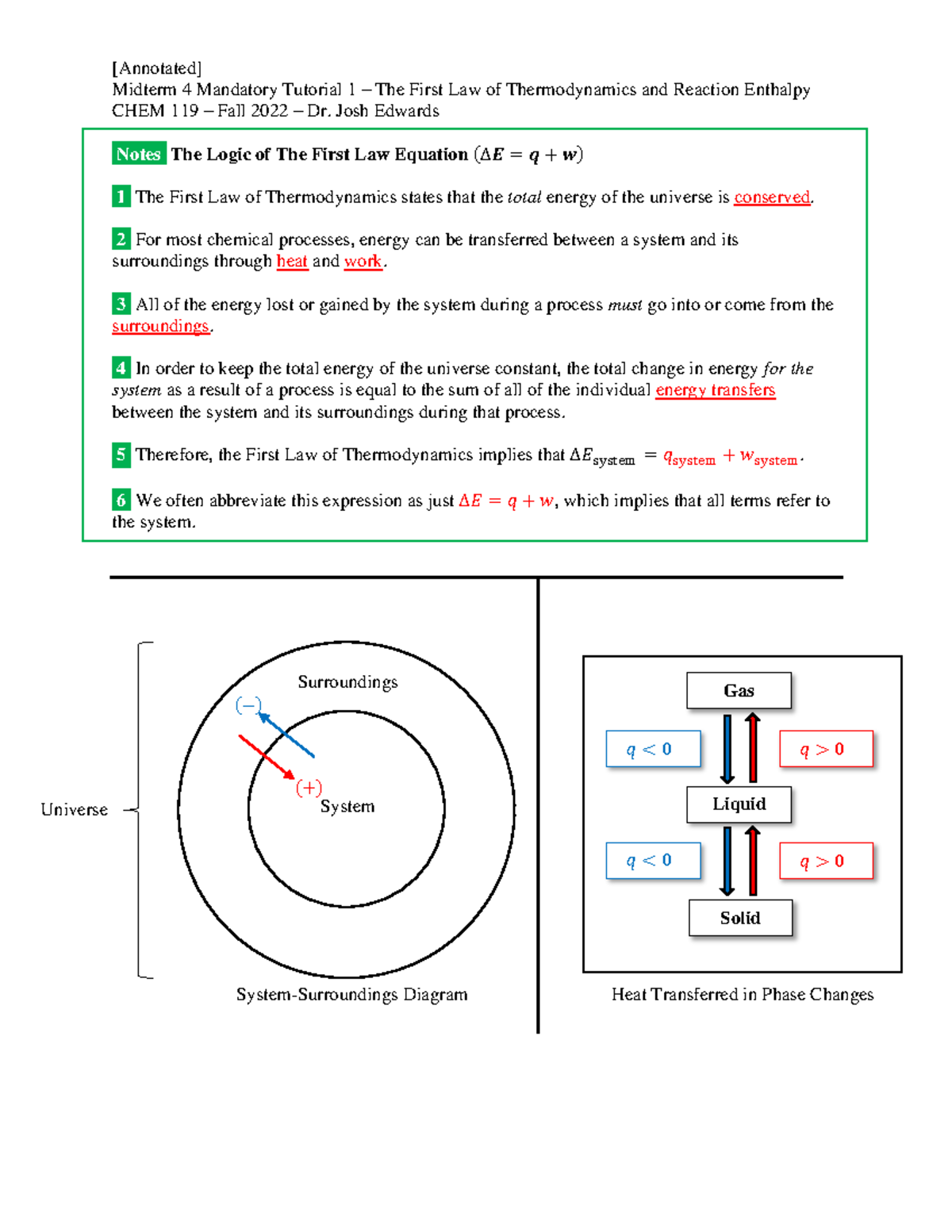 [Annotated] Midterm 4 Mandatory Tutorial 1 - The First Law of ...