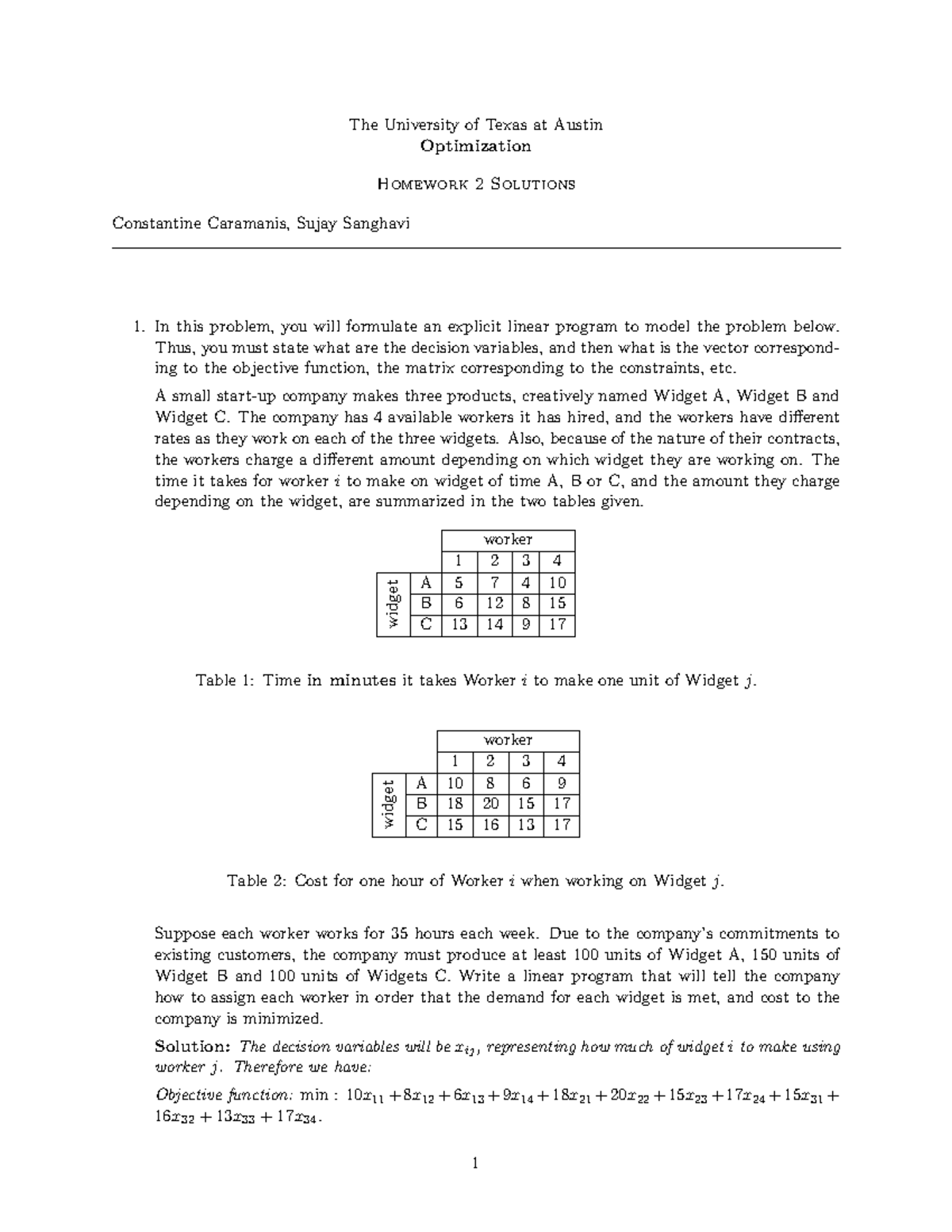 Homework 06 - solution - The University of Texas at Austin Optimization Homework 2 Solutions ...