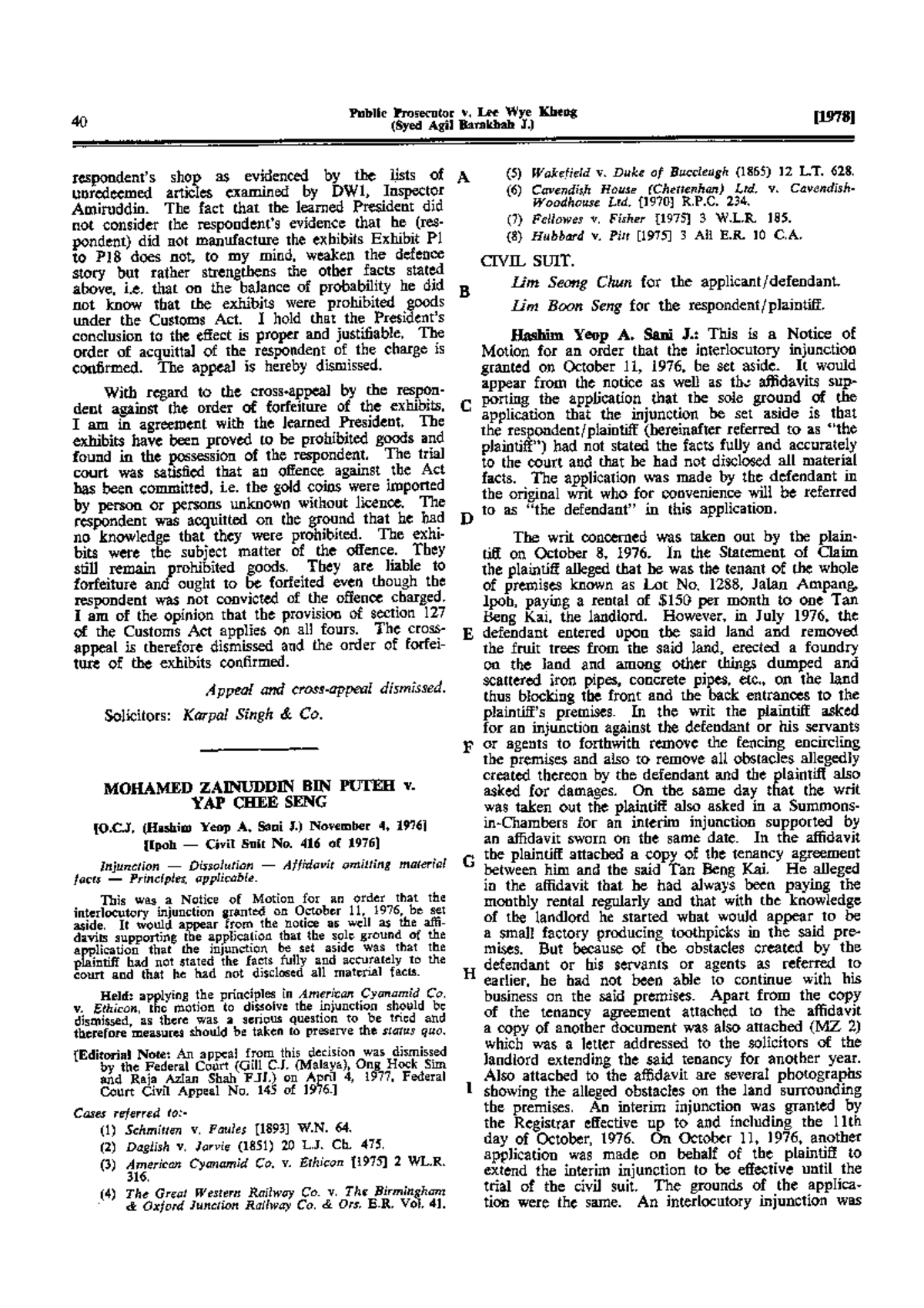 Mohamed Zainuddin BIN Puteh v YAP CHEE SENG - Law of Contract II - Studocu