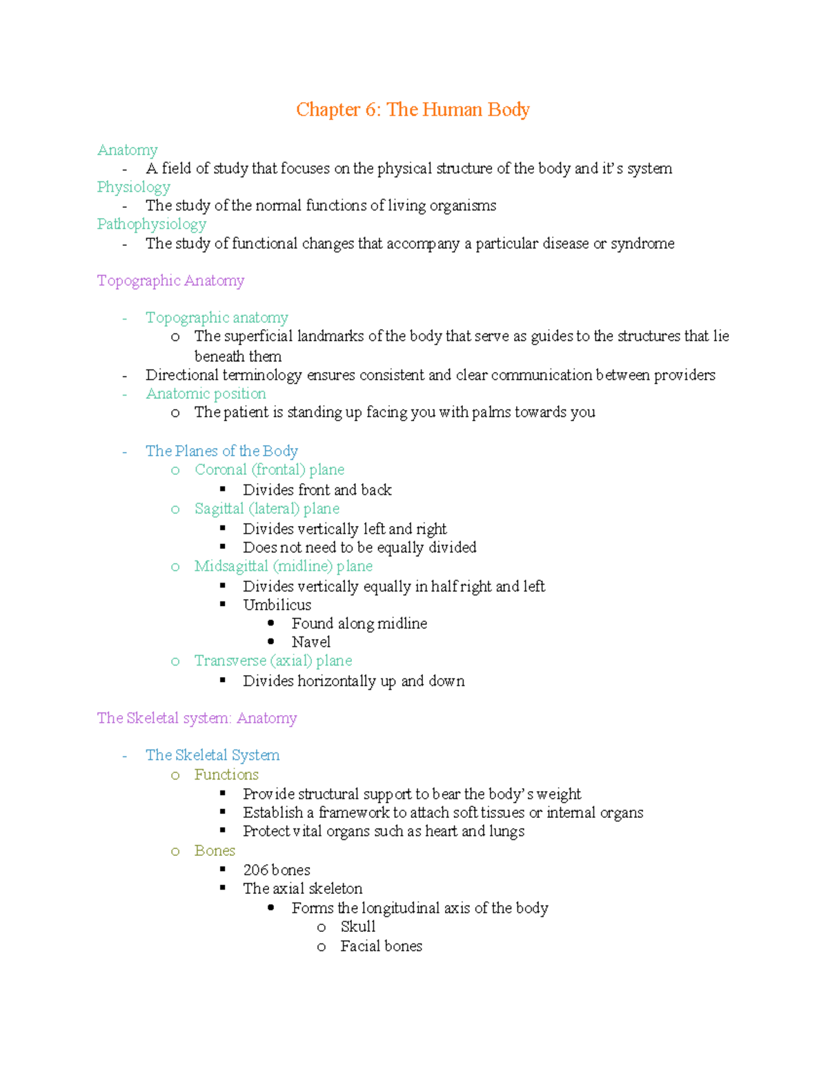 Chap 6 The human body - Chapter 6: The Human Body Anatomy - A field of ...