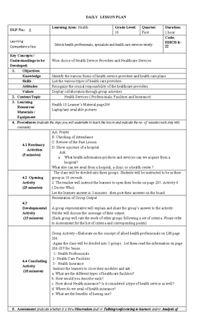 3 H10CH-Ia-b-21 - Reference - DAILY LESSON PLAN DLP No.: 3 Learning ...