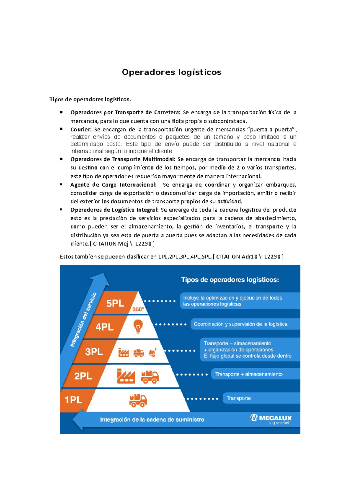 Operadores logísticos - Operadores Tipos de operadores Operadores por ...
