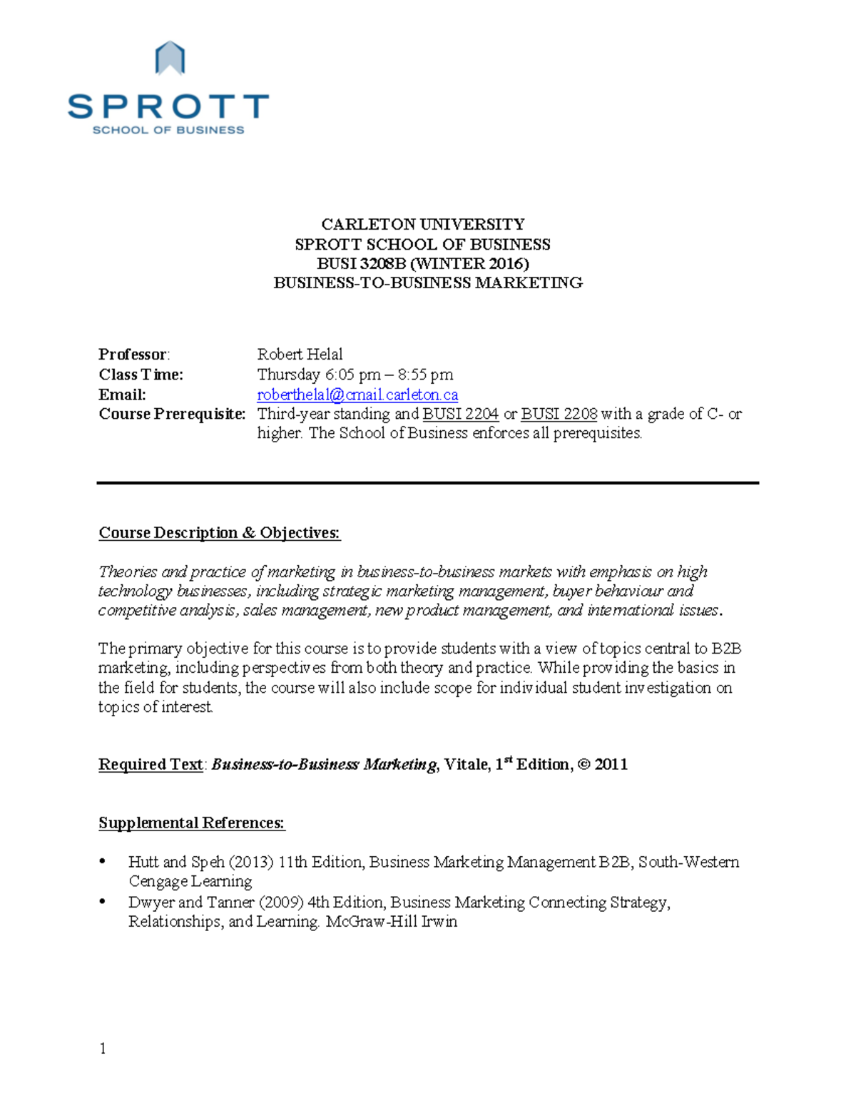 3208B-Helal Robert - Outline - CARLETON UNIVERSITY SPROTT SCHOOL OF ...
