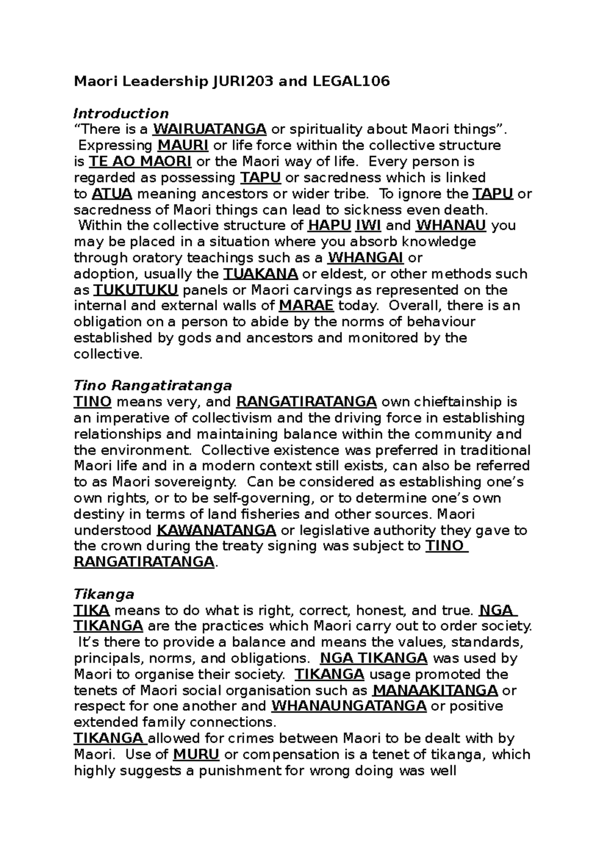 Traditional maori leadership legal 106 legal 203 juris - Maori ...