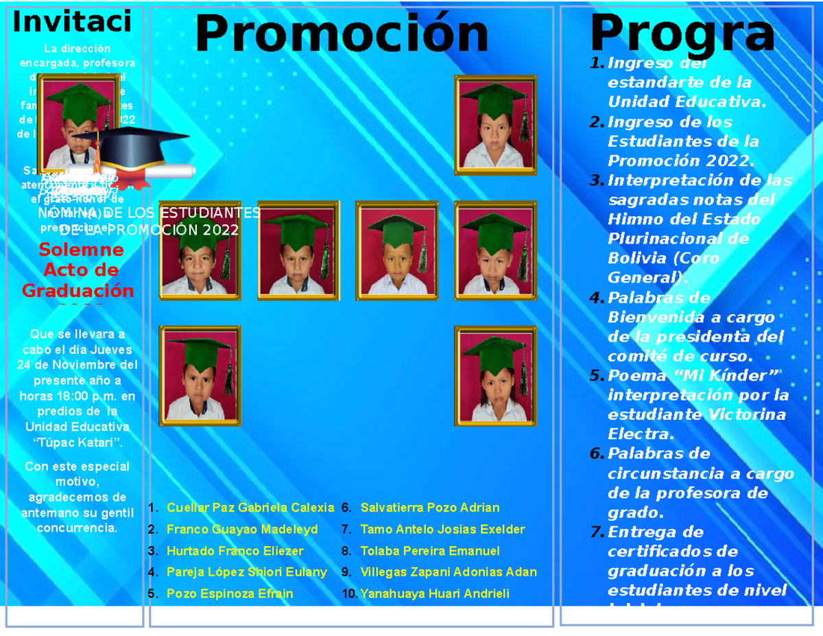 Invitacion PARA Promocion 2022 - La dirección encargada, profesora de ...
