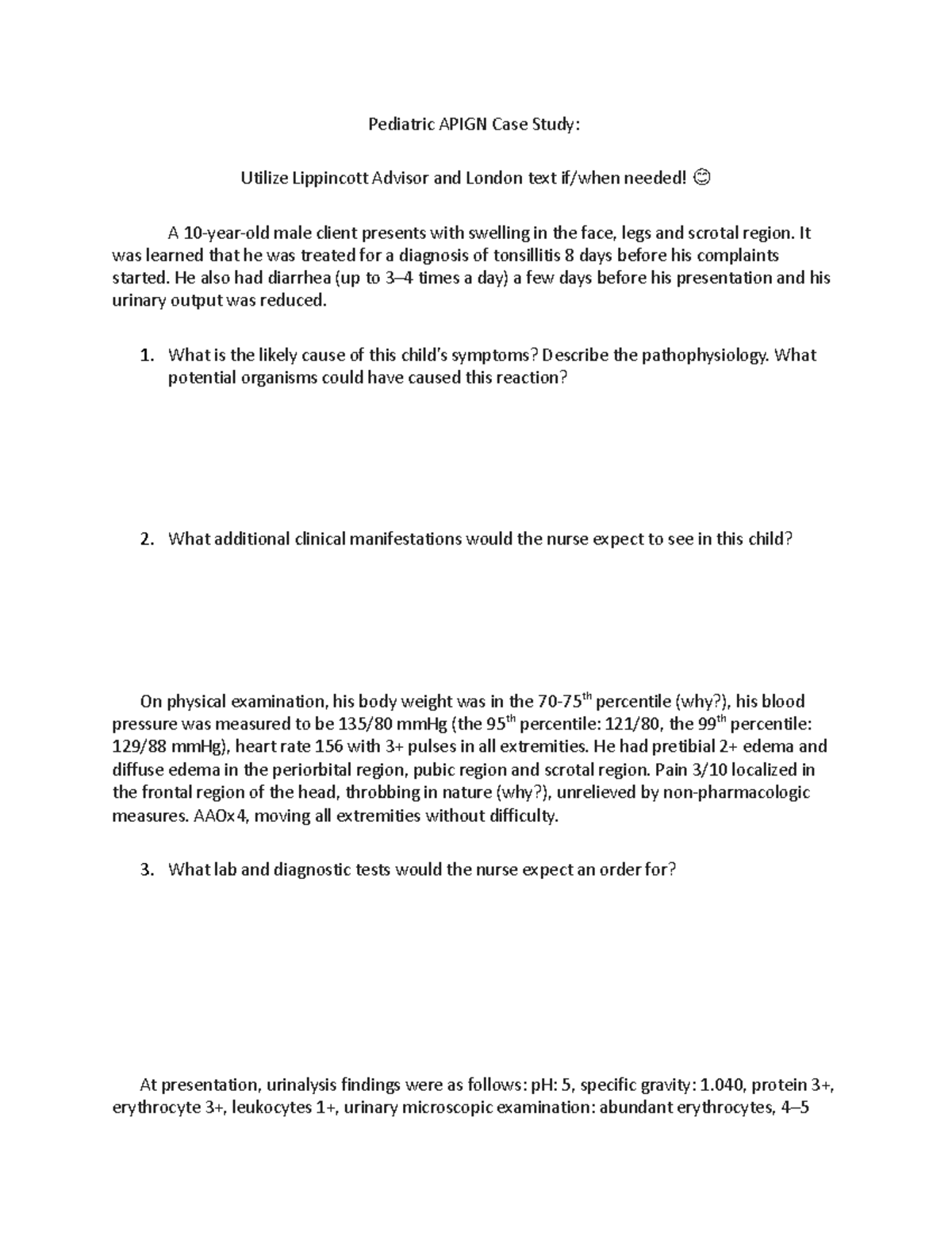 Pediatric Apign Case Study (Student) - Pediatric APIGN Case Study ...