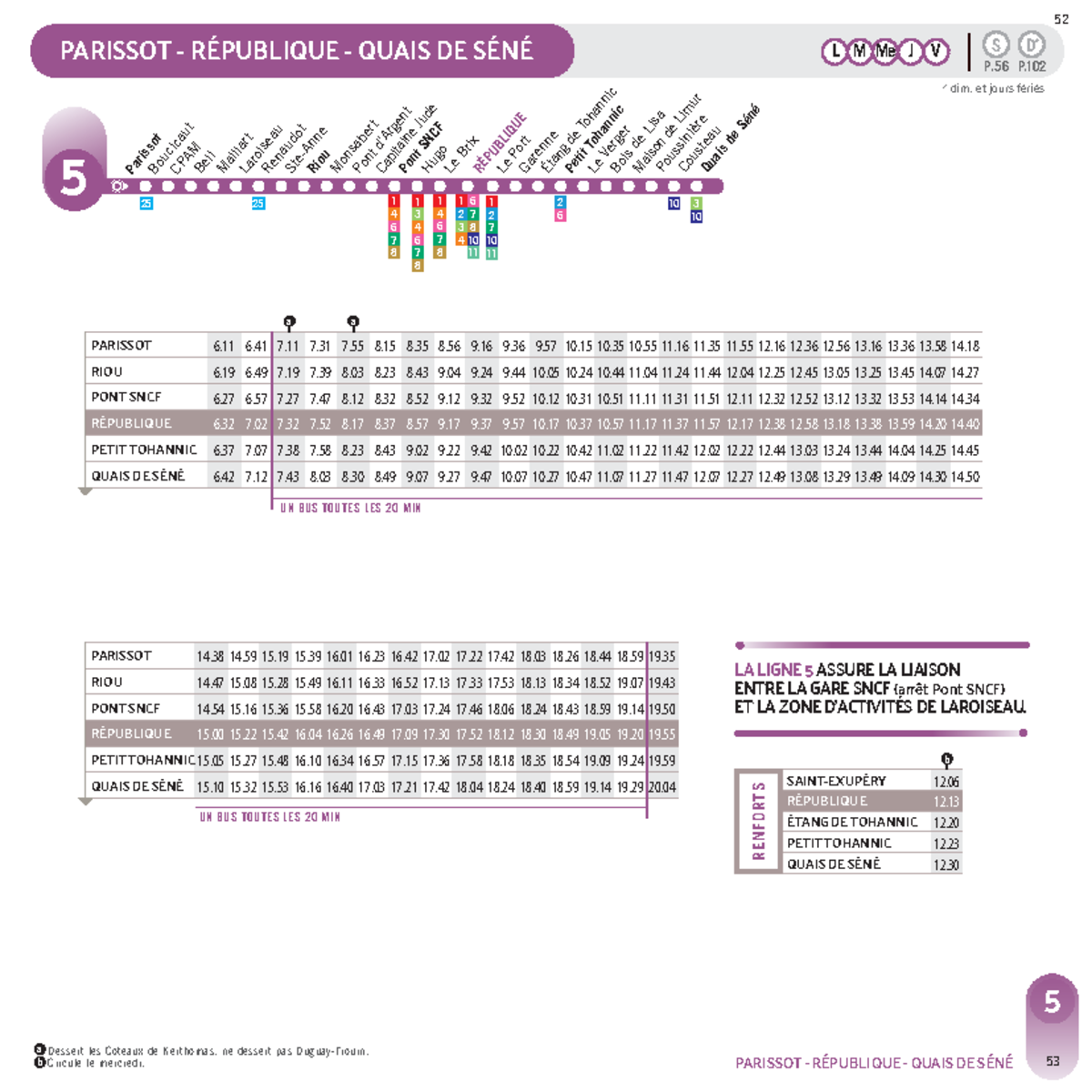 Ligne 5 vannes bus - PARISSOT - RÉPUBLIQUE - QUAIS DE SÉNÉ * dim. et ...