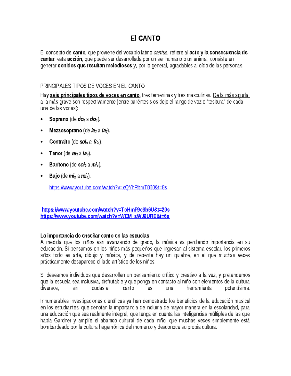 El Canto - El CANTO El concepto de canto, que proviene del vocablo ...