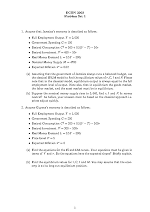 PS2 - Problem Set 2 We write the percentage markup of prices over marginal cost as (P – MC)/P ...