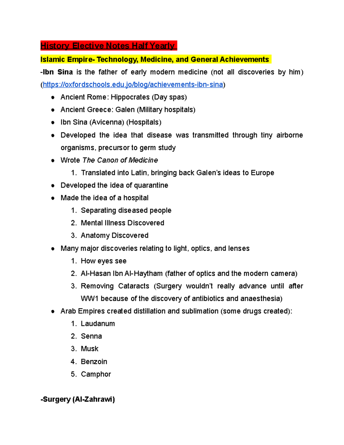 History Elective Notes Half Yearly - History Elective Notes Half Yearly ...