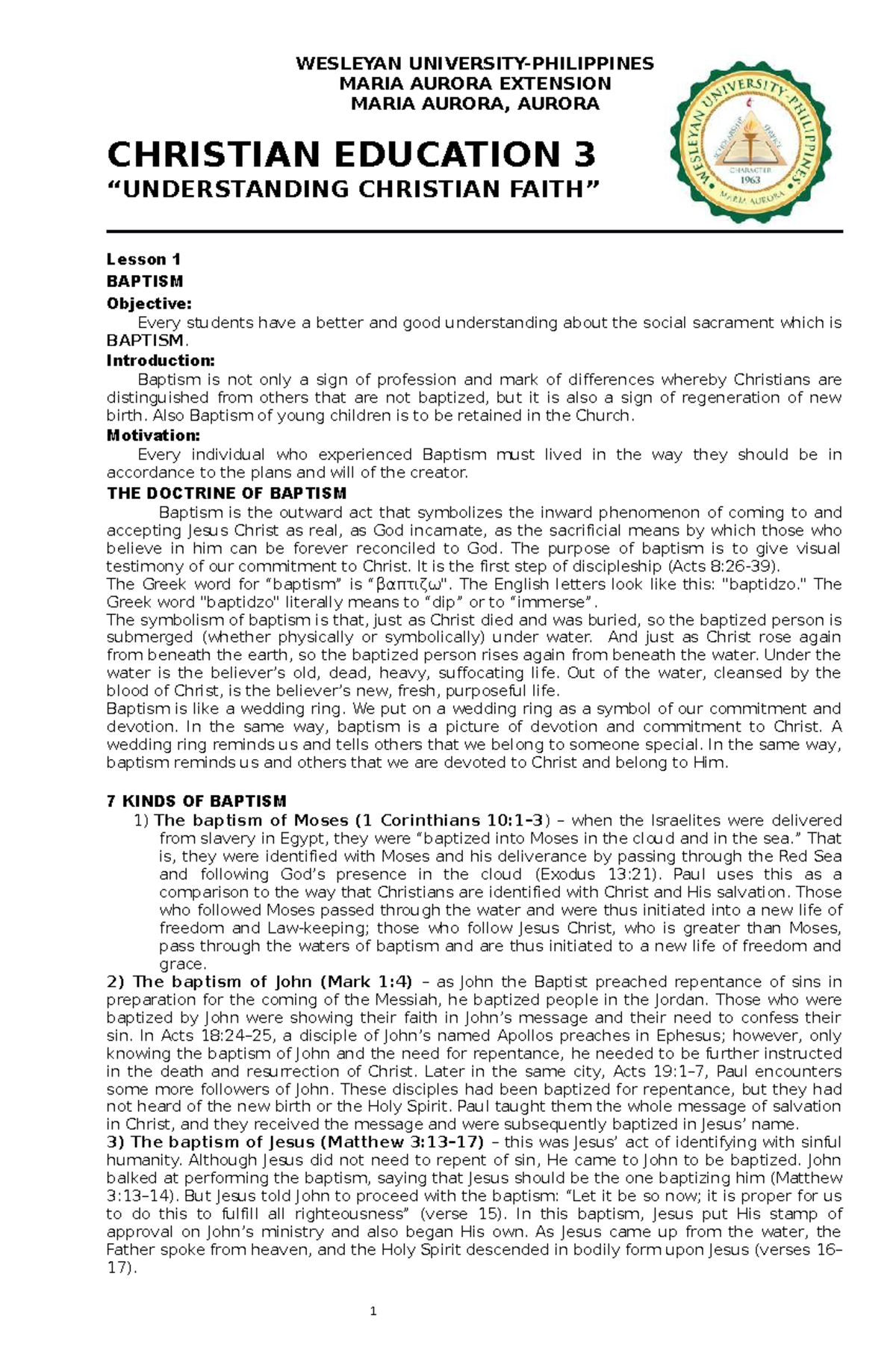 Module-c - Module for Christian Education - MARIA AURORA EXTENSION ...