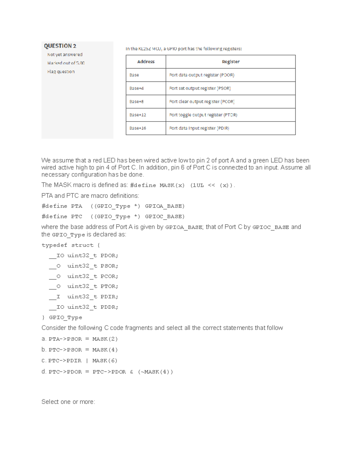 Mbedded - Answers to questions - We assume that a red LED has been ...