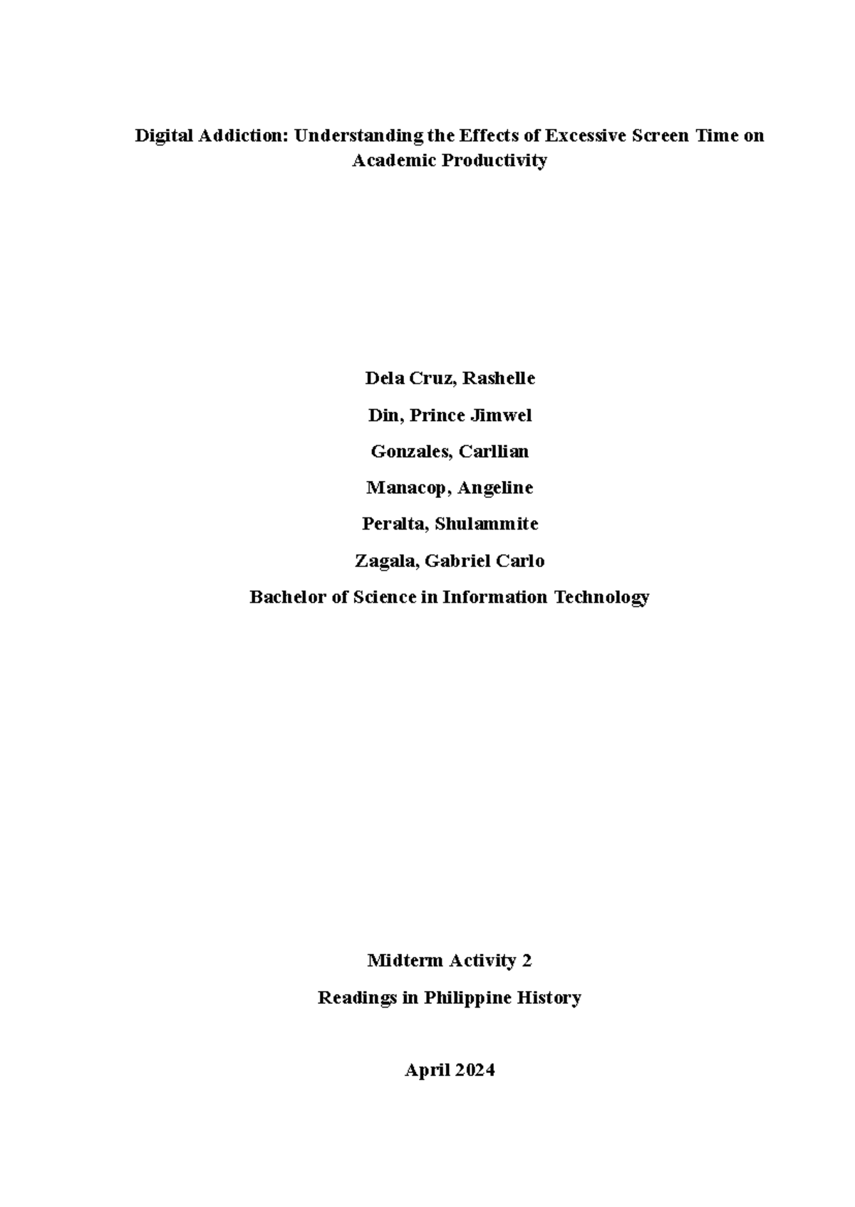 Midterm Activity 2 Analysis of the Issues Problems ( Group 1) - Digital ...