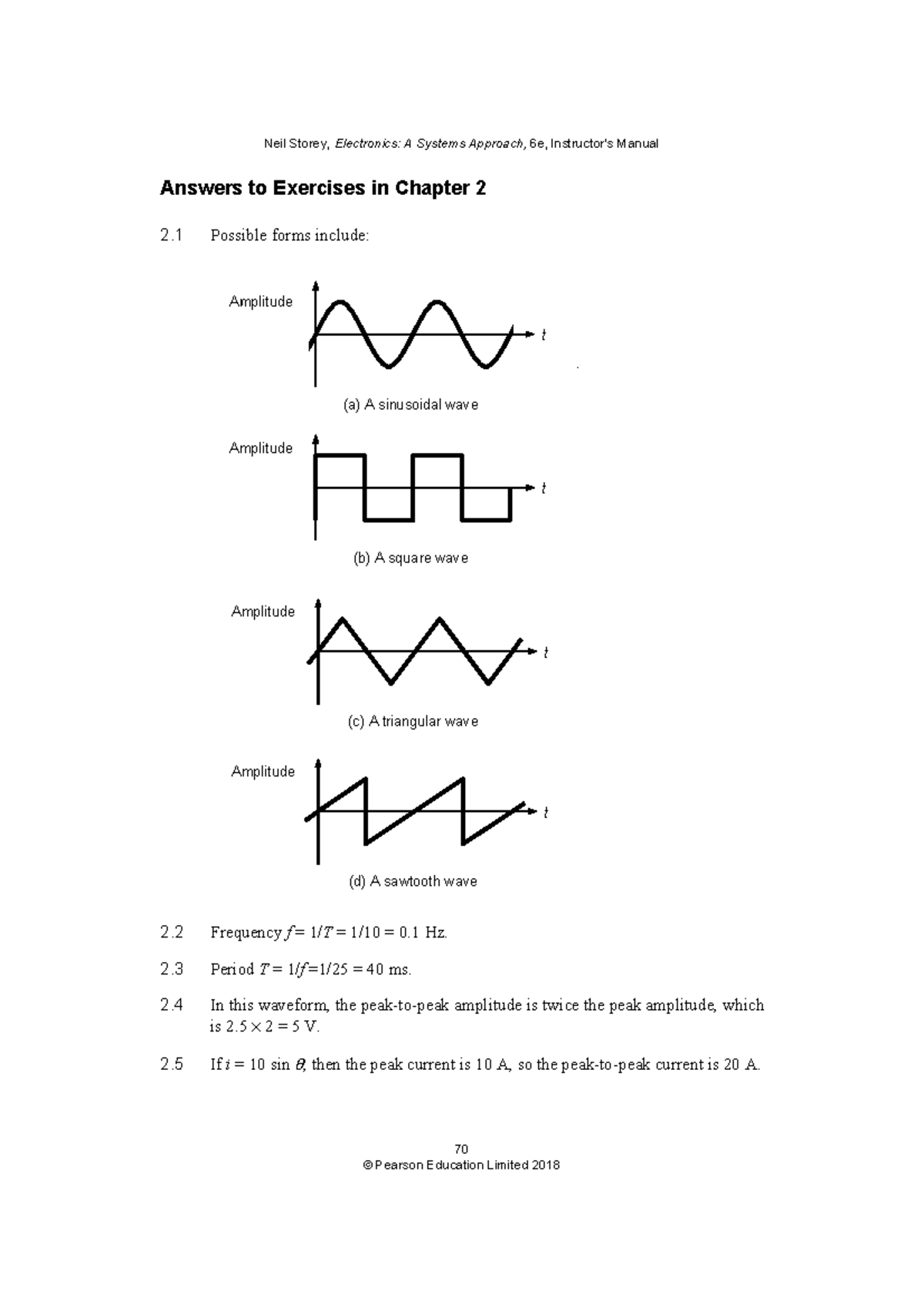 Chap2 - 70 Answers to Exercises in Chapter 2 2 Possible forms include: 2 Frequency f = 1/T = 1/ ...
