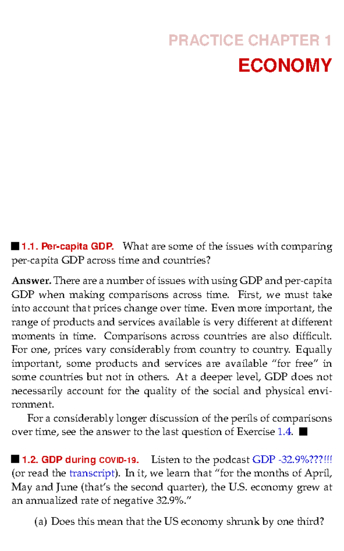 01 - Answers - PRACTICE CHAPTER 1 ECONOMY Per-capita GDP. What are some ...
