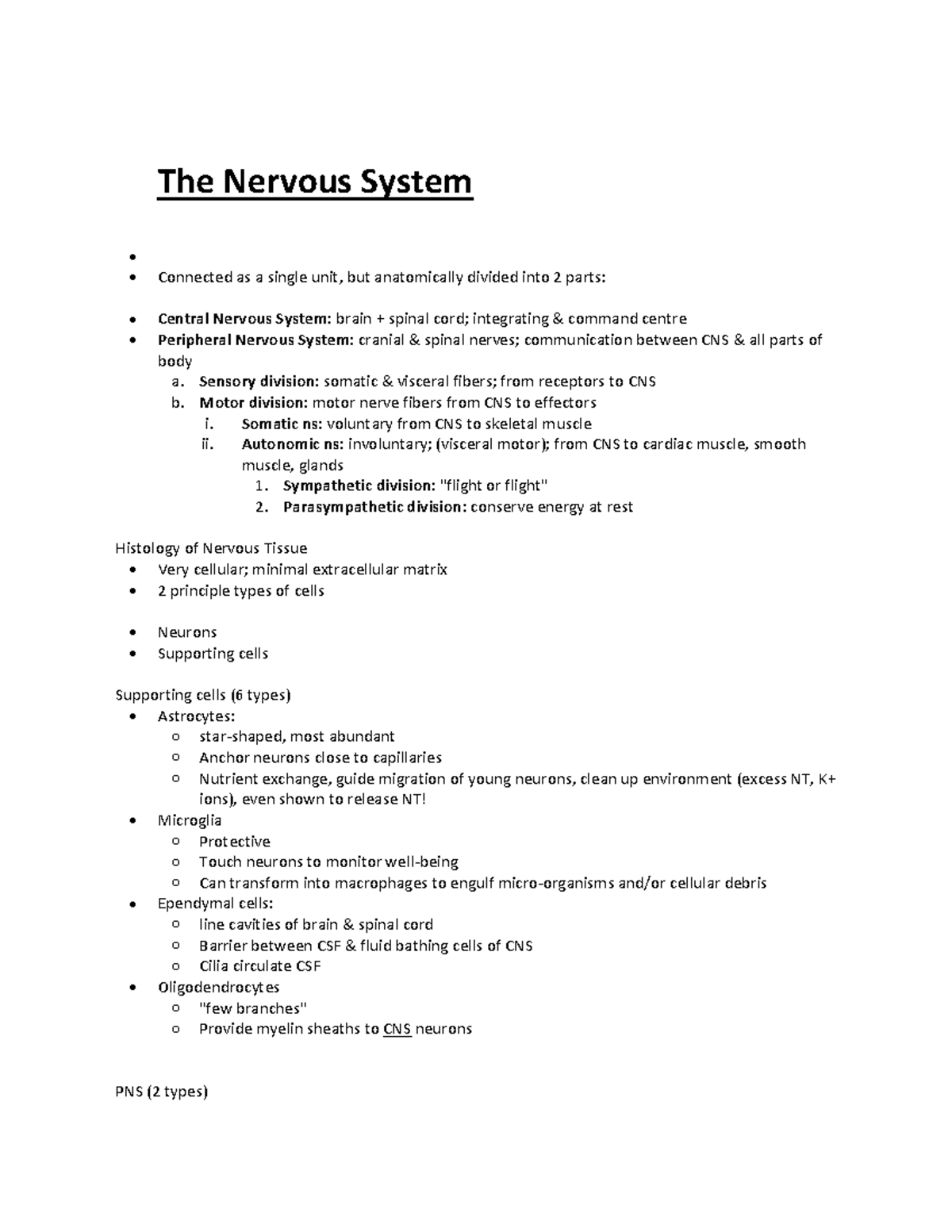 The Nervous System - The Nervous System • Connected as a single unit ...