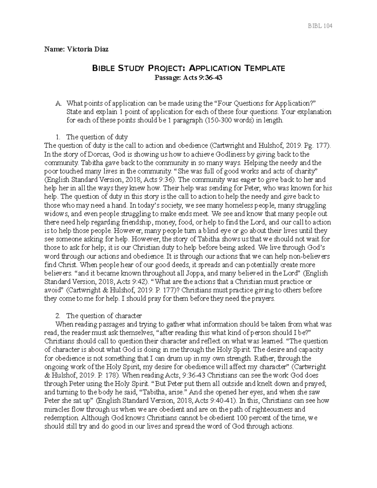 Bible Study Project Application Template - BIBL 104 Name: Victoria Diaz ...