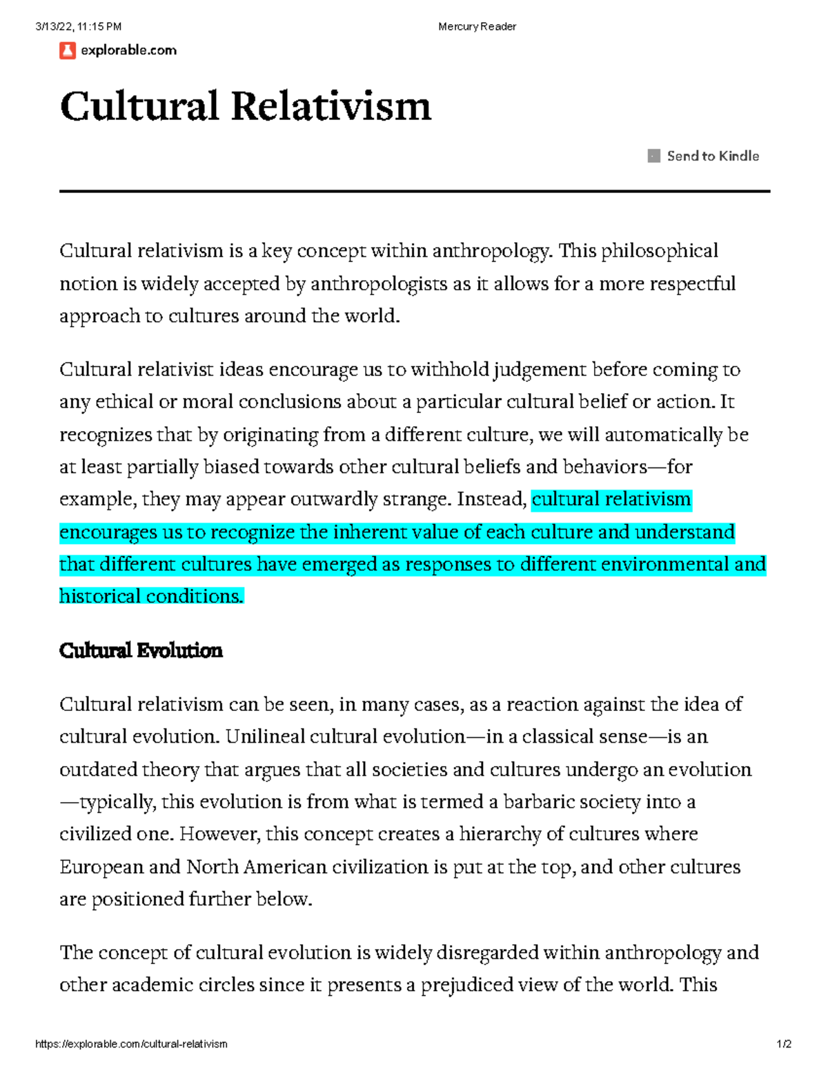 Cultural Relativism - It is an introductory course in anthropology. - 3 ...