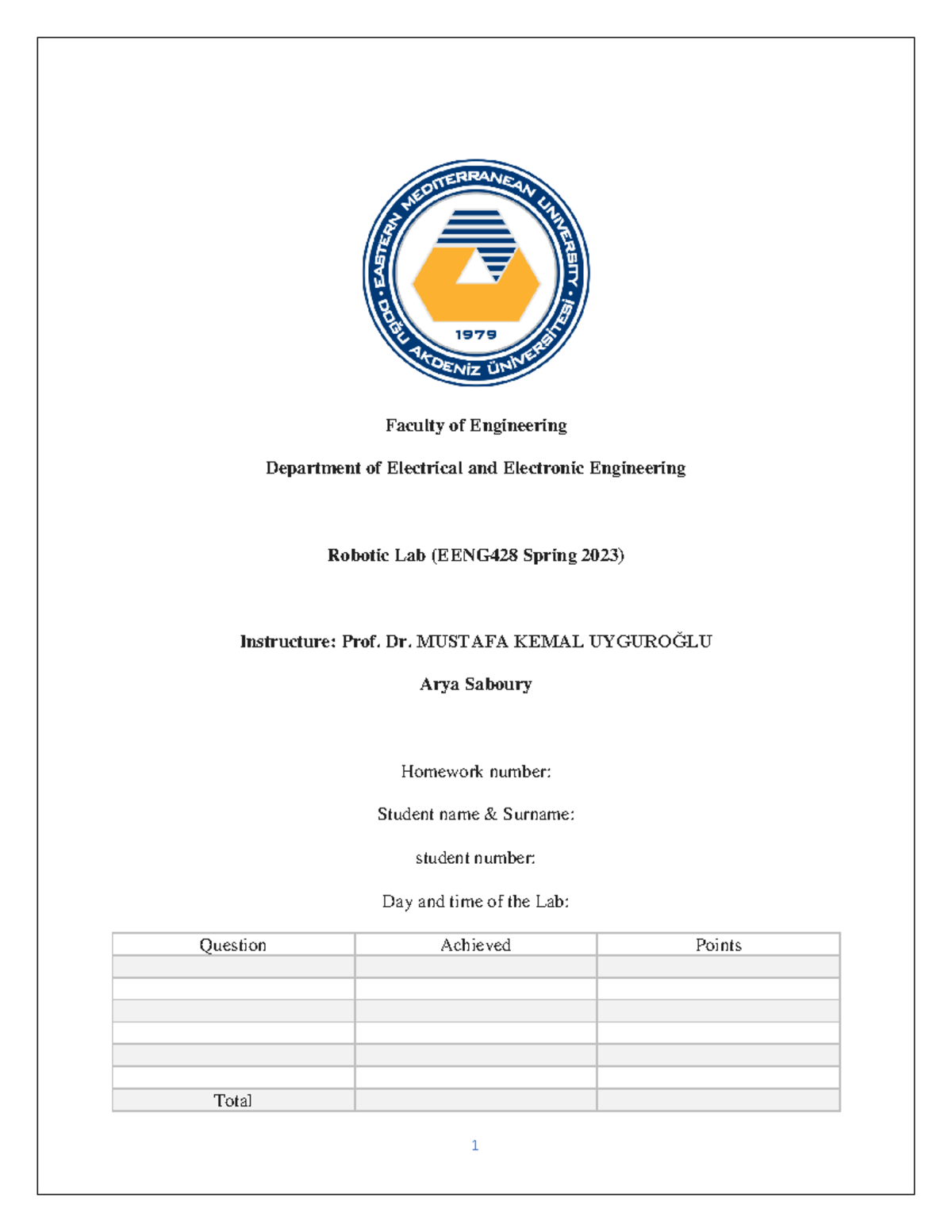 Homework format - rri - 1 Faculty of Engineering Department of ...