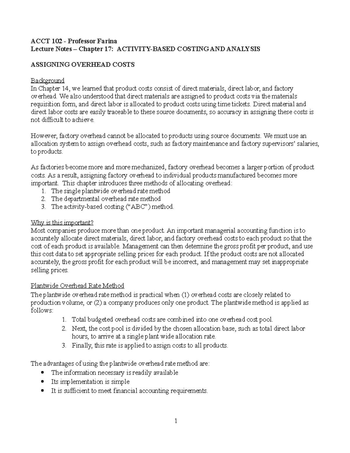 ACCT 102 Lecture Notes Chapter 17 SPR 2018 - ACCT 102 - Professor ...