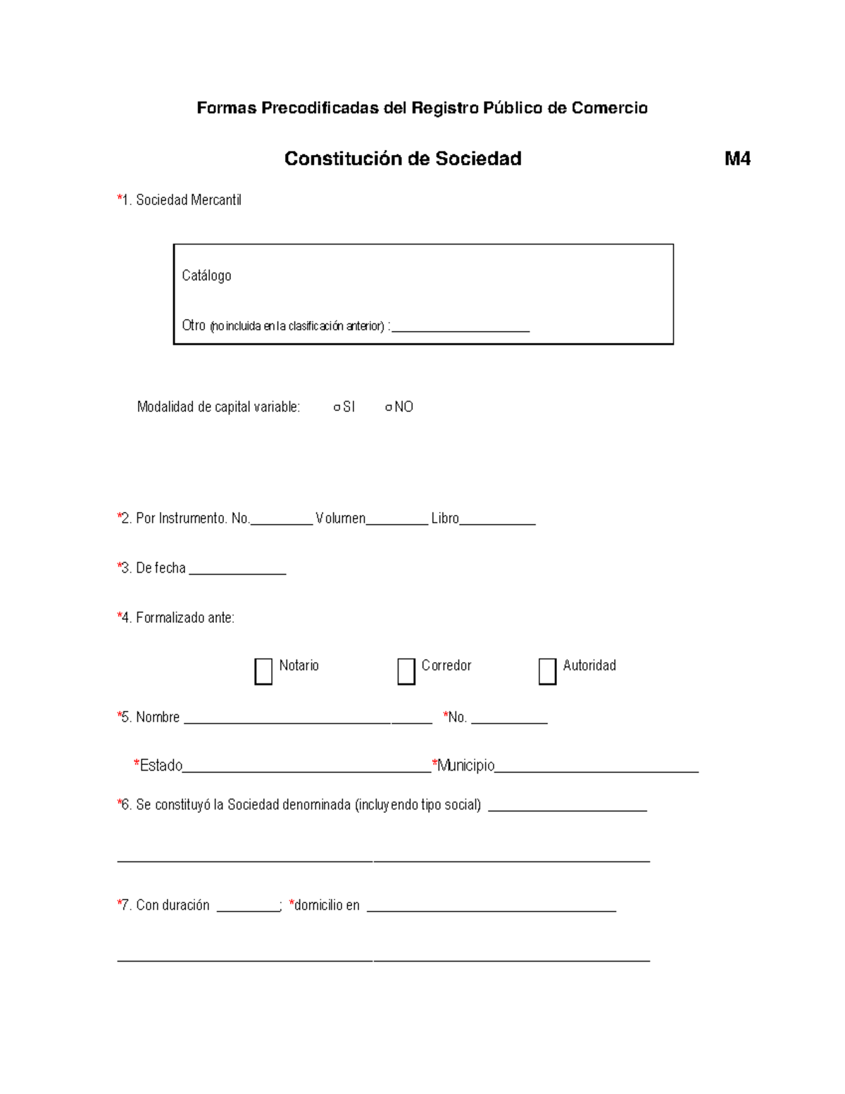 M4 Constitución de Sociedad 2 - Formas Precodificadas del Registro ...