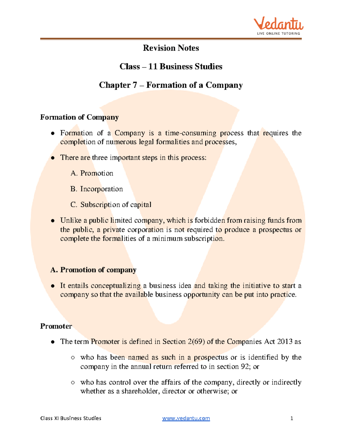 Class 11 Business Studies Chapter 7 - Revision Notes - Revision Notes ...