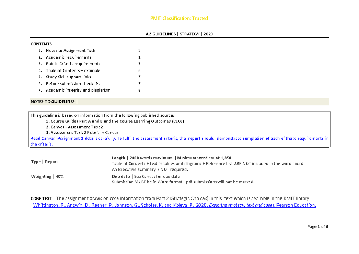 A2 Guidelines Strategy BUSM3125 2023 - A2 GUIDELINES | STRATEGY | 2023 ...
