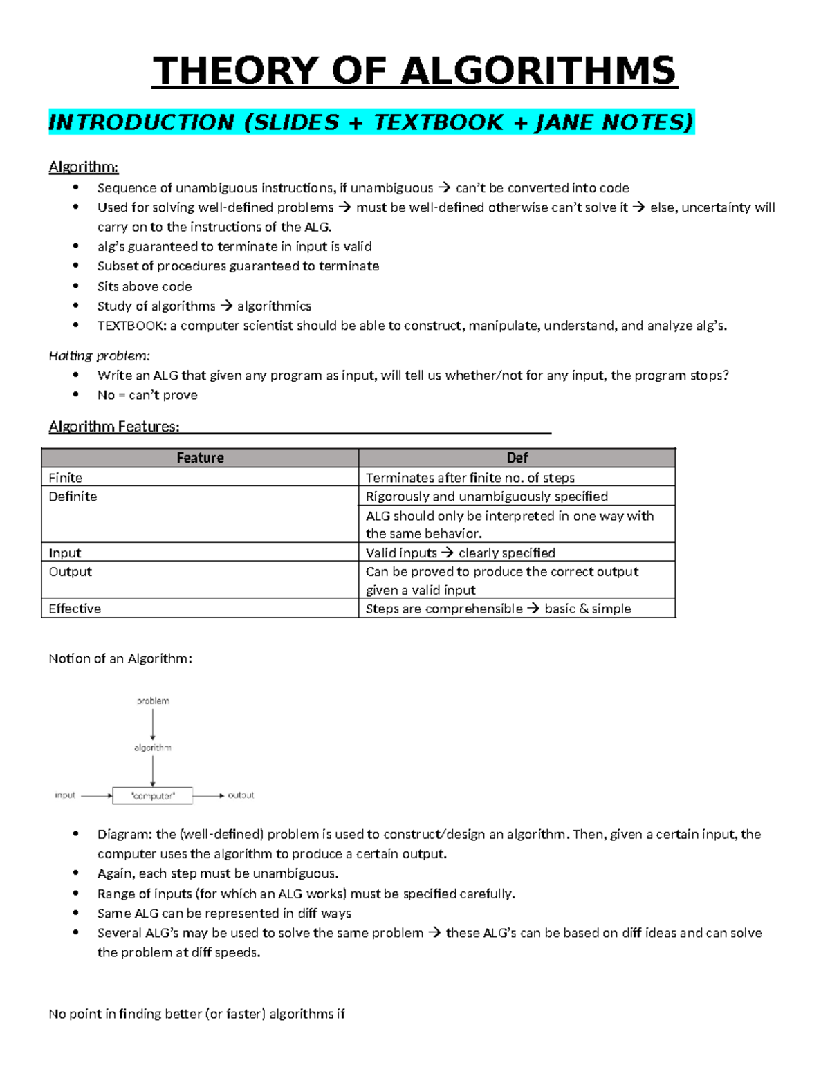 Theory of algos - THEORY OF ALGORITHMS INTRODUCTION (SLIDES + TEXTBOOK ...