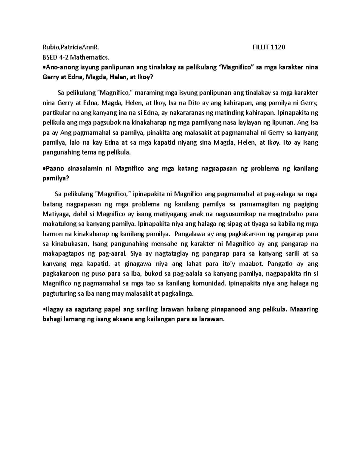 Magnifico - Rubio,PatriciaAnnR. FILLIT 1120 BSED 4-2 Mathematics. •Ano ...