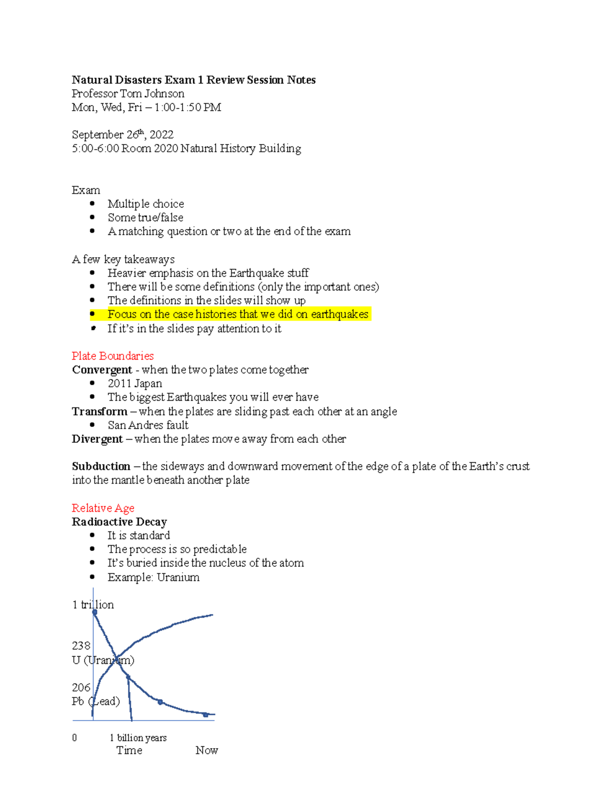 Natural Disasters Exam 1 Review Session Notes - Studocu