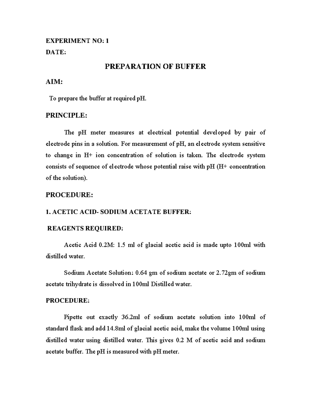 BI501 Advanced Biochemistry and Immunology - EXPERIMENT NO: 1 DATE ...
