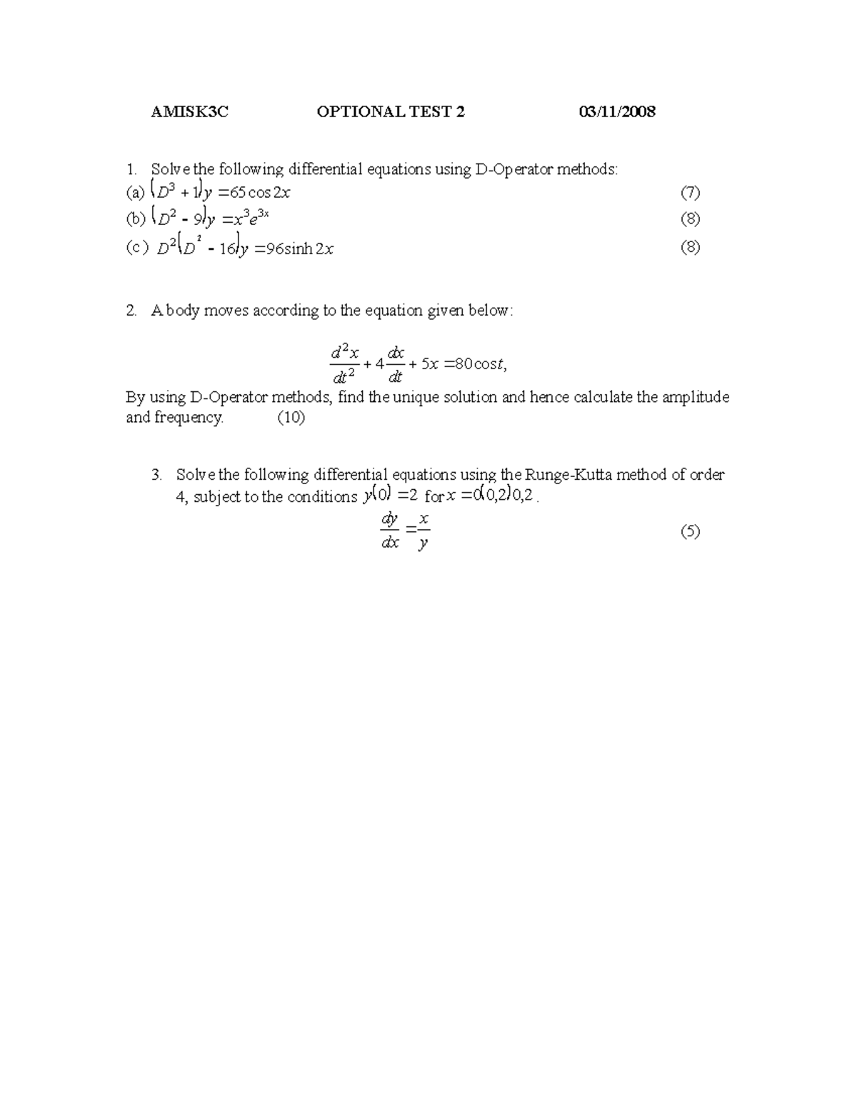 0802 math3 test 2 thomson - AMISK3C OPTIONAL TEST 2 03/11/ Solve the ...