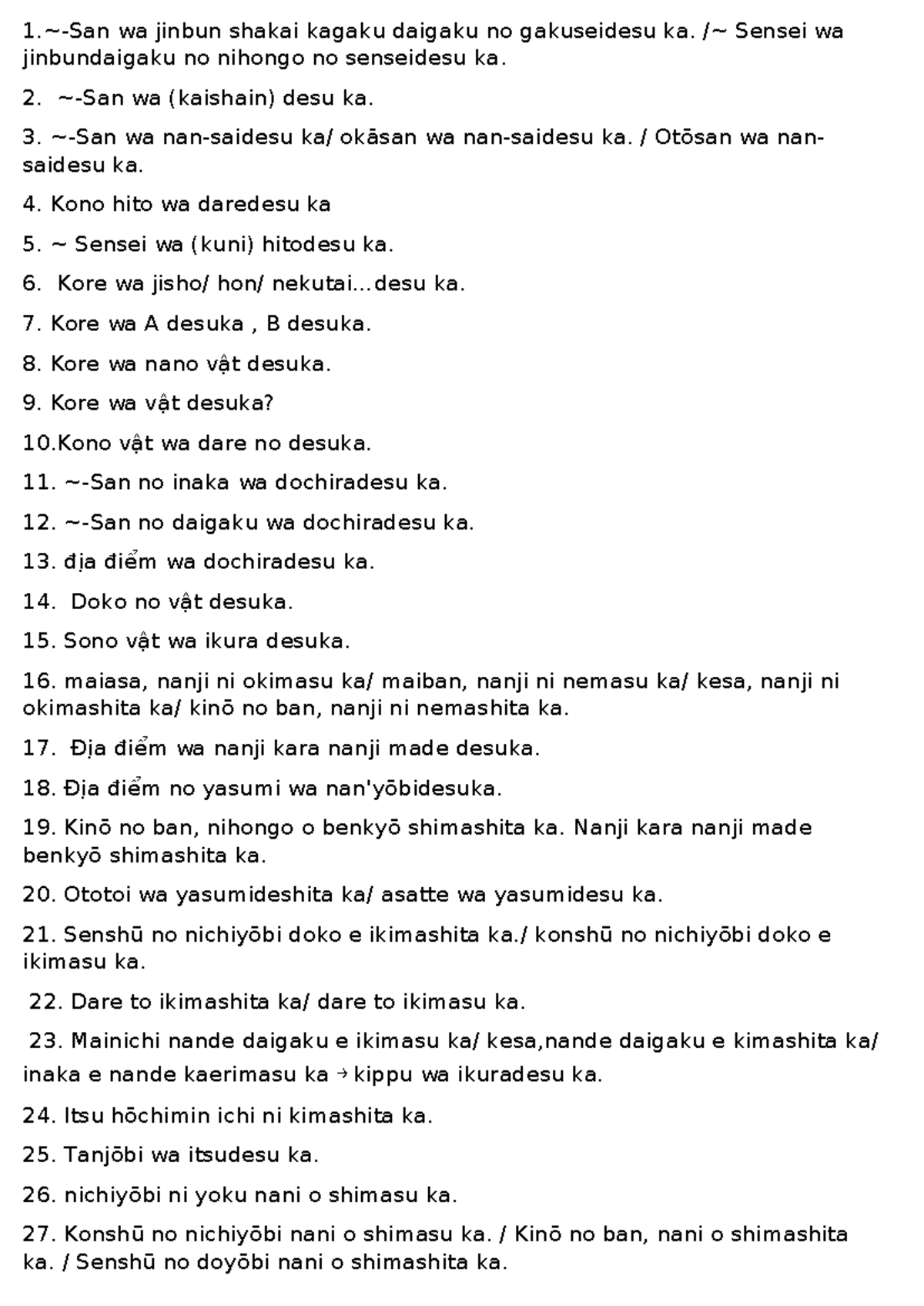 Đề cương luyện nói romanji - 1.-San wa jinbun shakai kagaku daigaku no ...