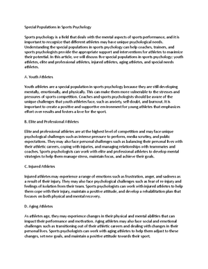 Sports - I. Definition of Sports Psychology A. Sports Psychology is the ...