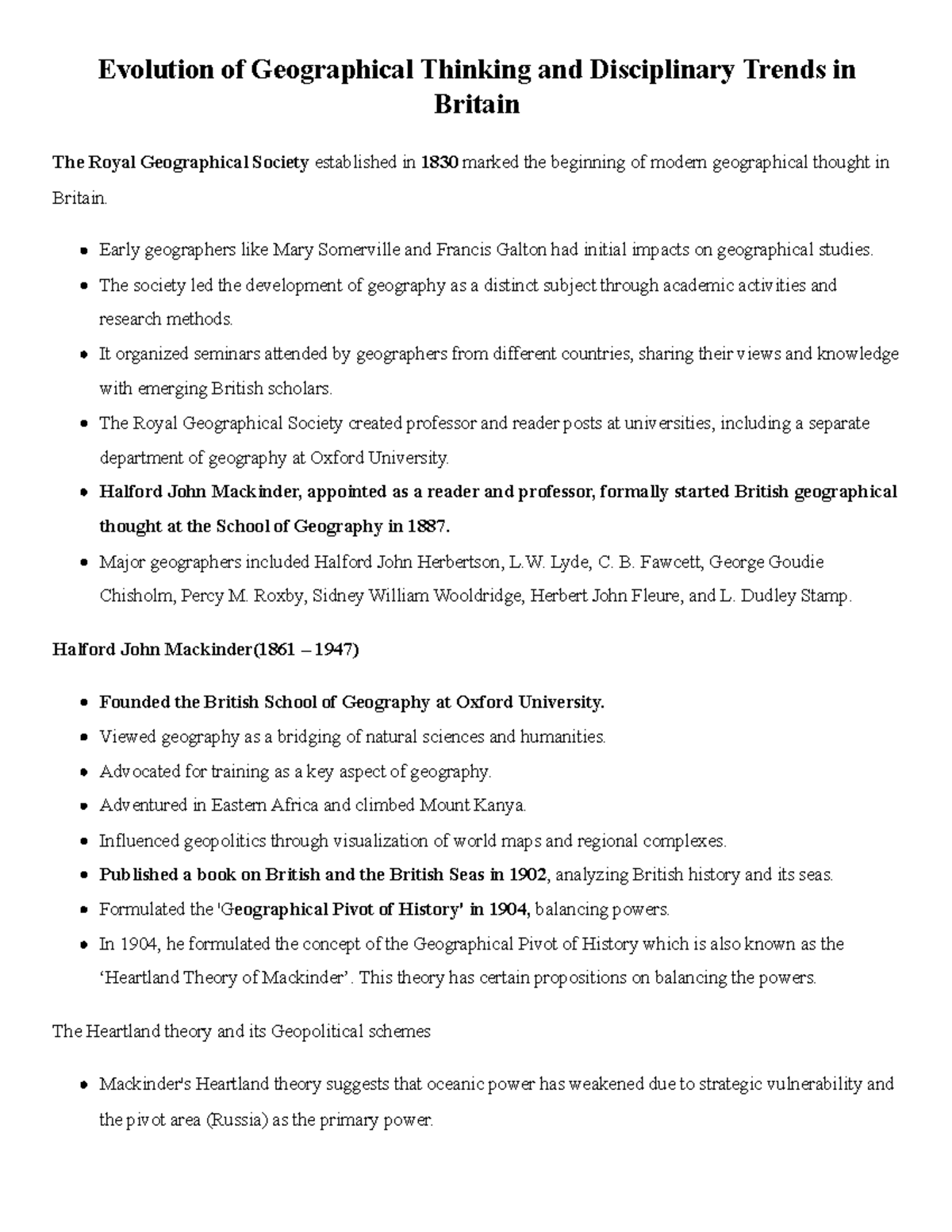 British Scholars - Evolution of Geographical Thinking and Disciplinary ...