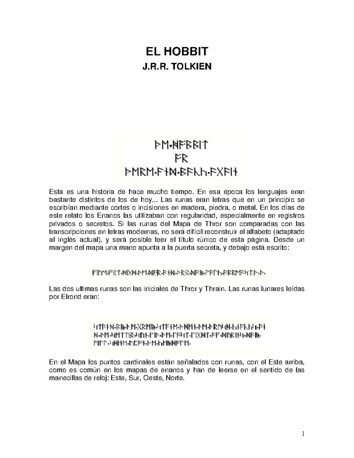 El Hobbit - Lecture notes 3,5, 6 - EL HOBBIT J.R. TOLKIEN Esta es una ...