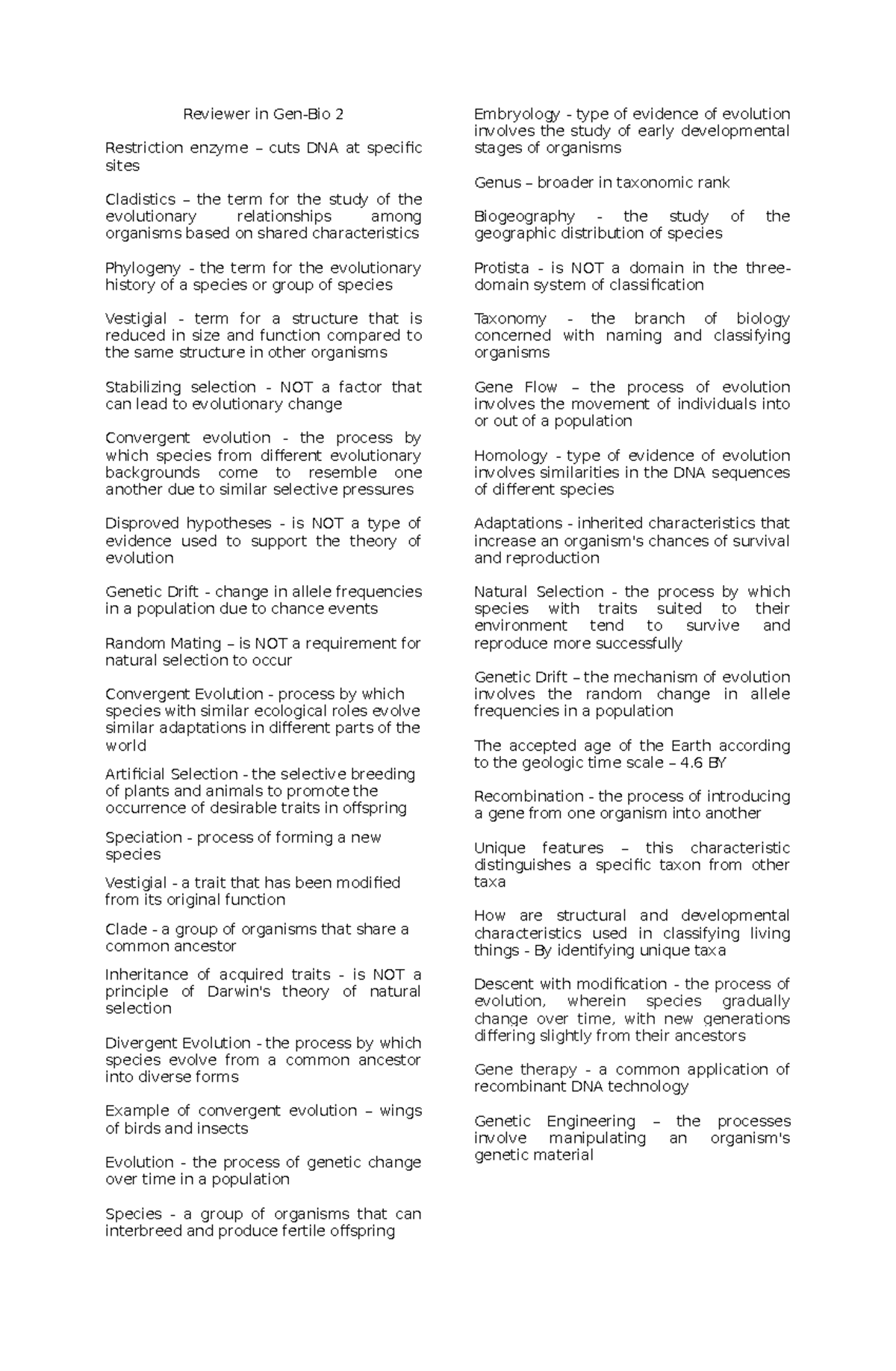Reviewer in Gen Bio 2 - Reviewer in Gen-Bio 2 Restriction enzyme – cuts ...