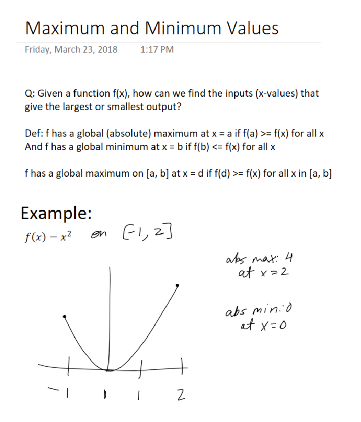 Maximum and Minimum Values - Max. I I no abs. min. yeo Extreme Value ...