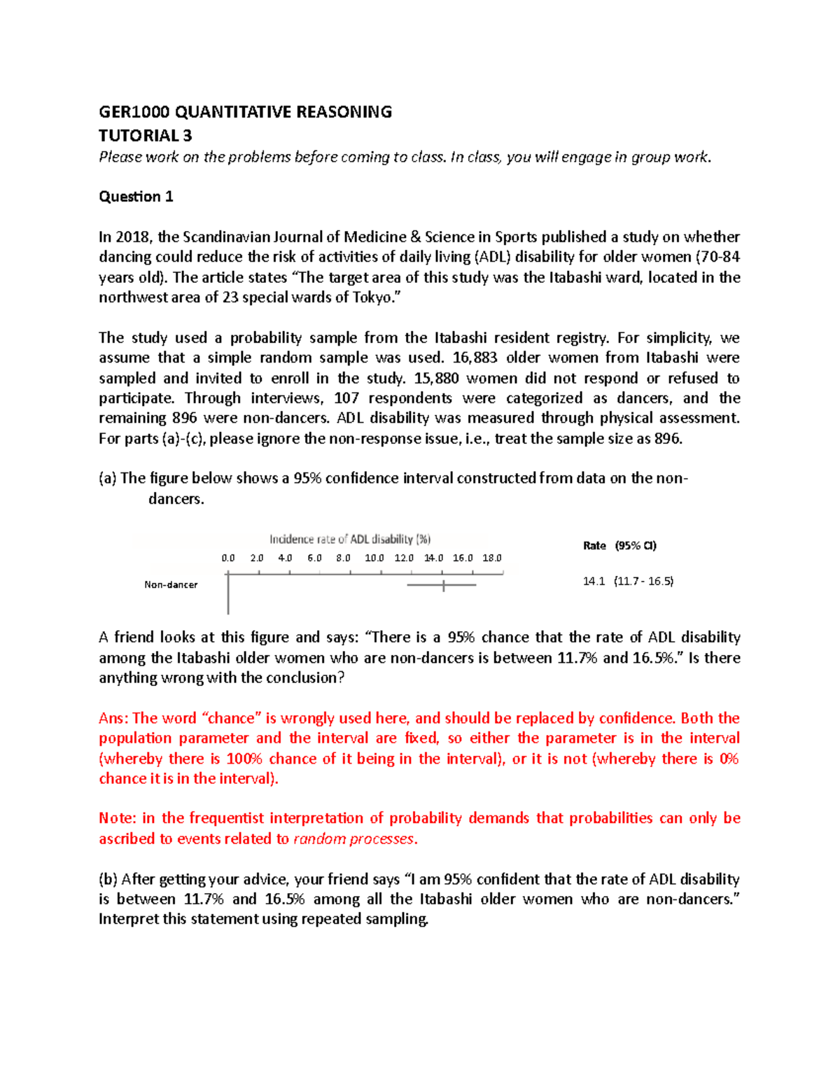 Tutorial 3 - GER1000 QUANTITATIVE REASONING TUTORIAL 3 Please work on the problems before coming ...