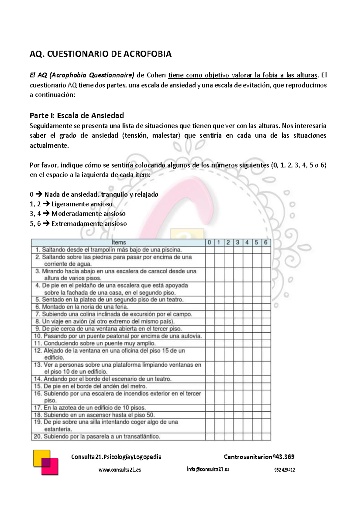 Test-acrofobia (miedo a la altura) - Consulta21íayLogopedia ...