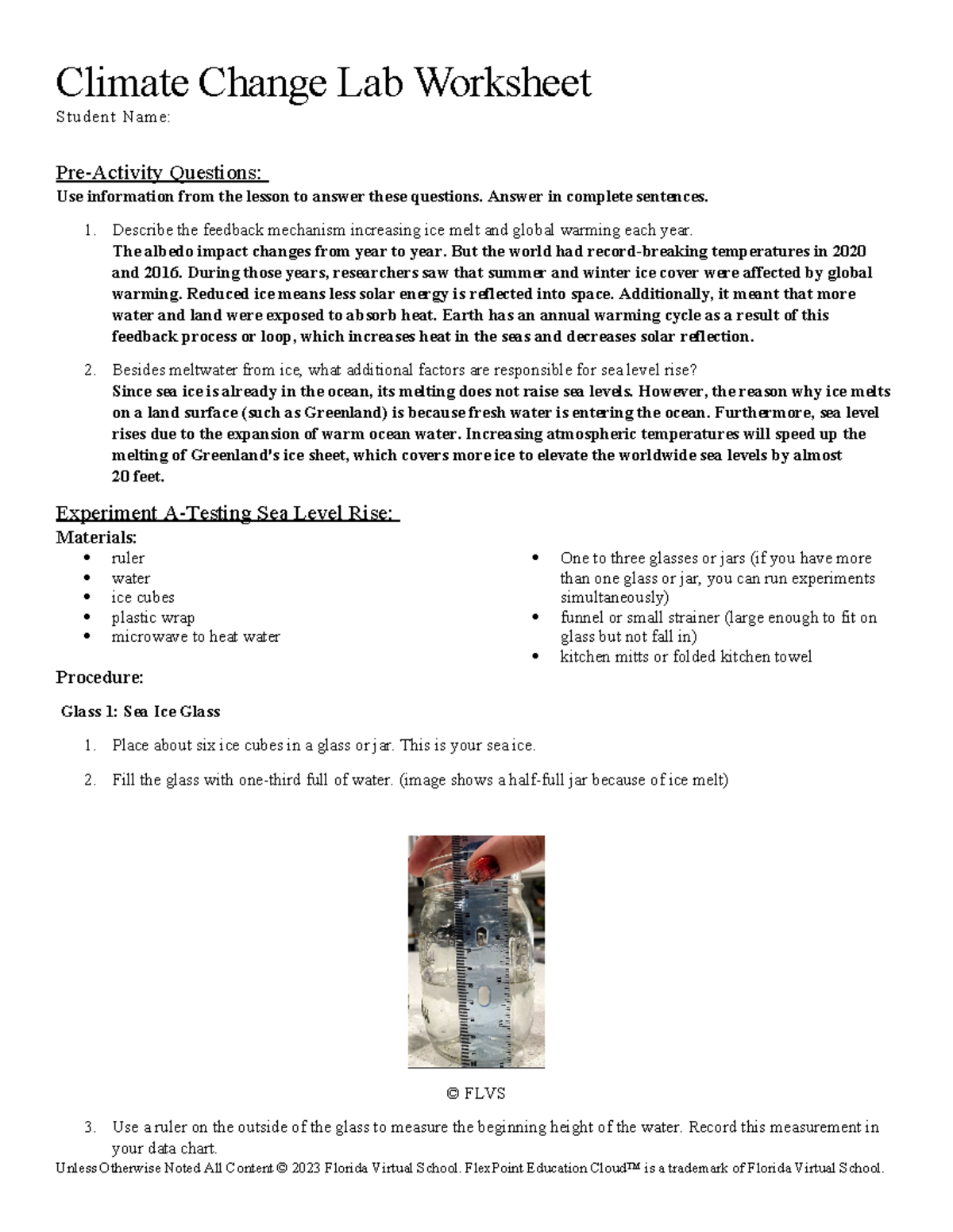04 05 worksheet - bio - Climate Change Lab Worksheet Student Name: Pre ...