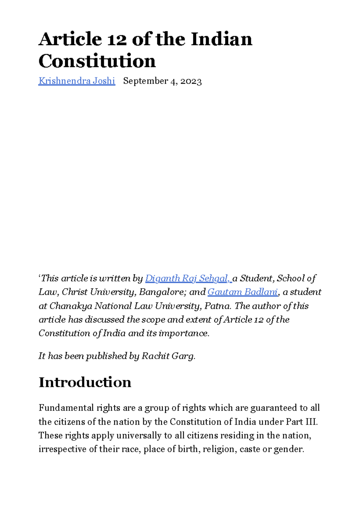 ‘State’ under Article 12 of the Constitution of India - Article 12 of ...