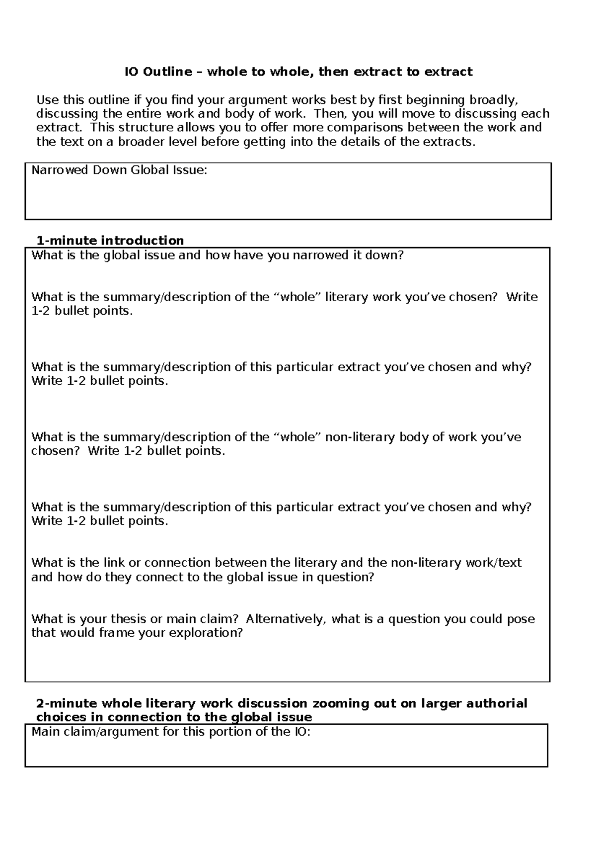 IB English IO - Whole to Whole, Extract to Extract Outline - IO Outline ...
