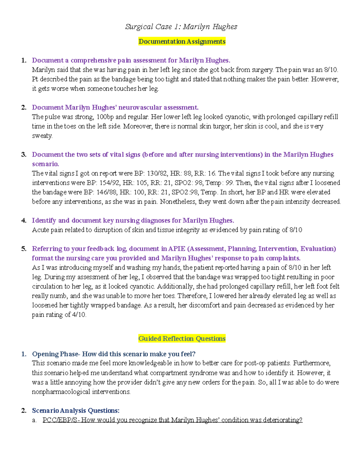 Surgical Scenario 1- Marilyn Hughes - Surgical Case 1: Marilyn Hughes ...