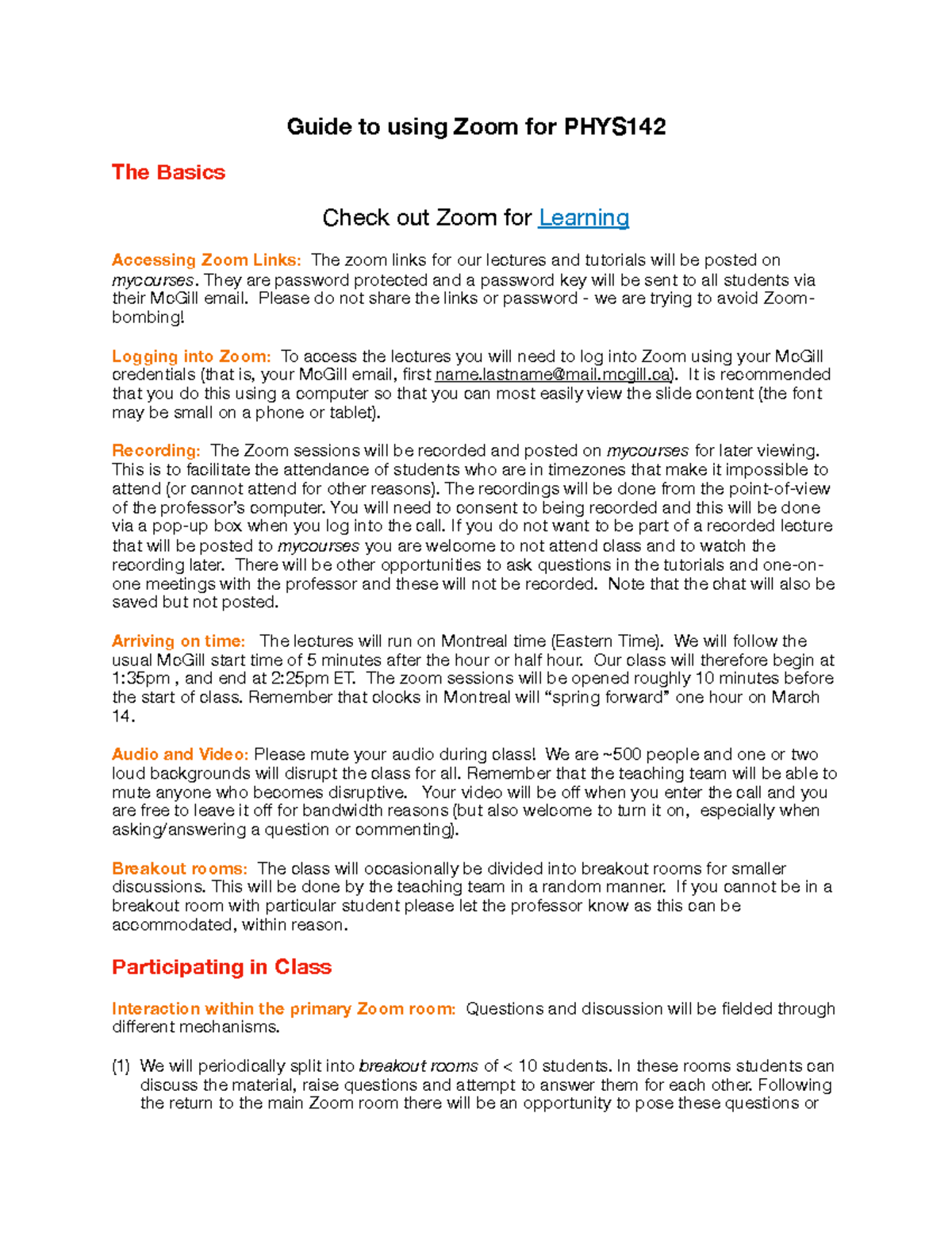 Zoom guidelines PHYS142 electromagnetism and optics - Guide to using ...