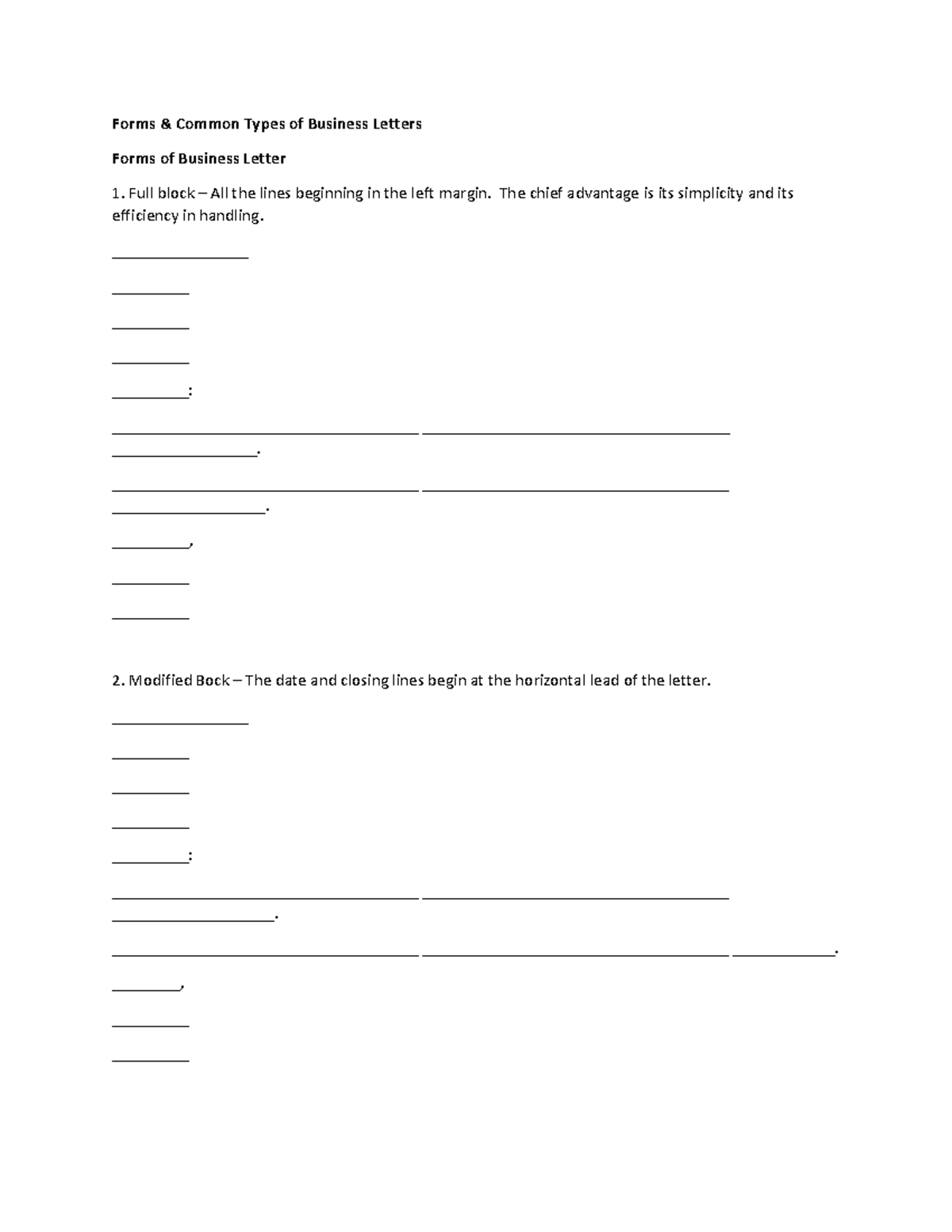 Forms & Common Types of Business Letters - Forms & Common Types of ...